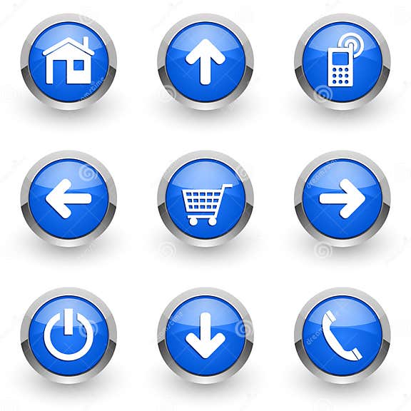 Bkue web icons set stock illustration. Illustration of chrome - 46178728