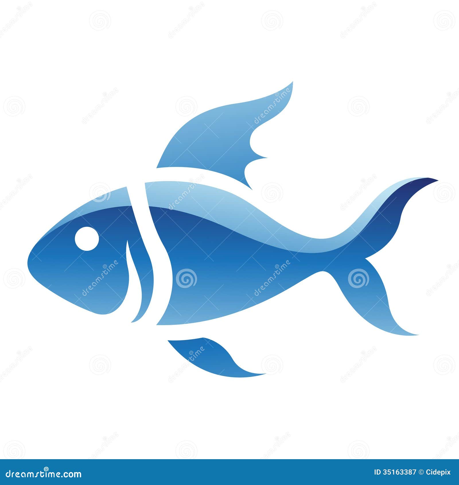 Blå fisksymbol vektor illustrationer. Illustration av huvud - 35163387