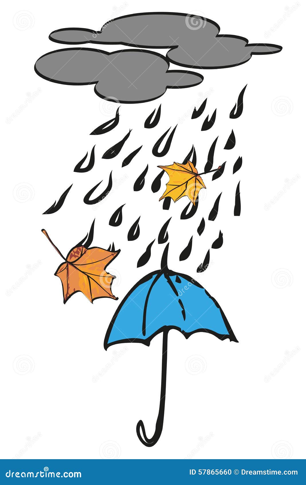 Blått Paraply Under Höstregn Stock Illustrationer - Illustration av ...