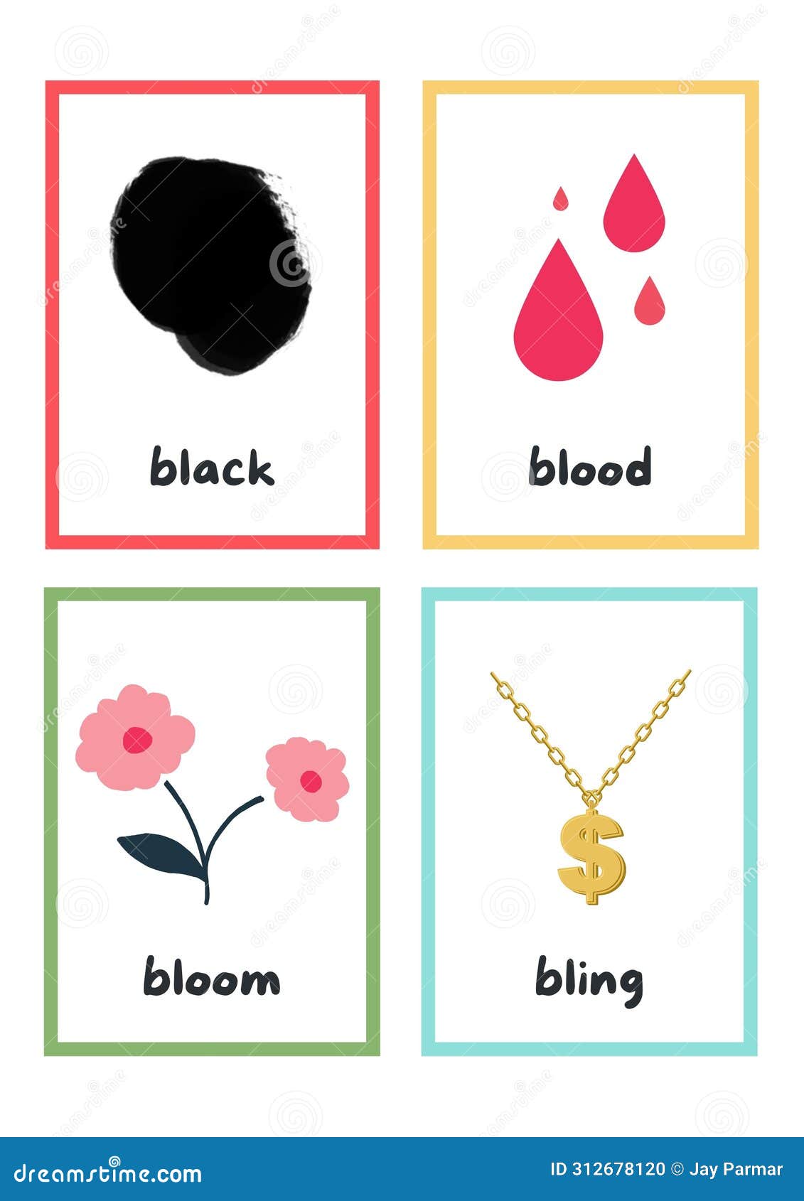 Bl Consonant Blend Flashcards 1 Stock Illustration Illustration Of