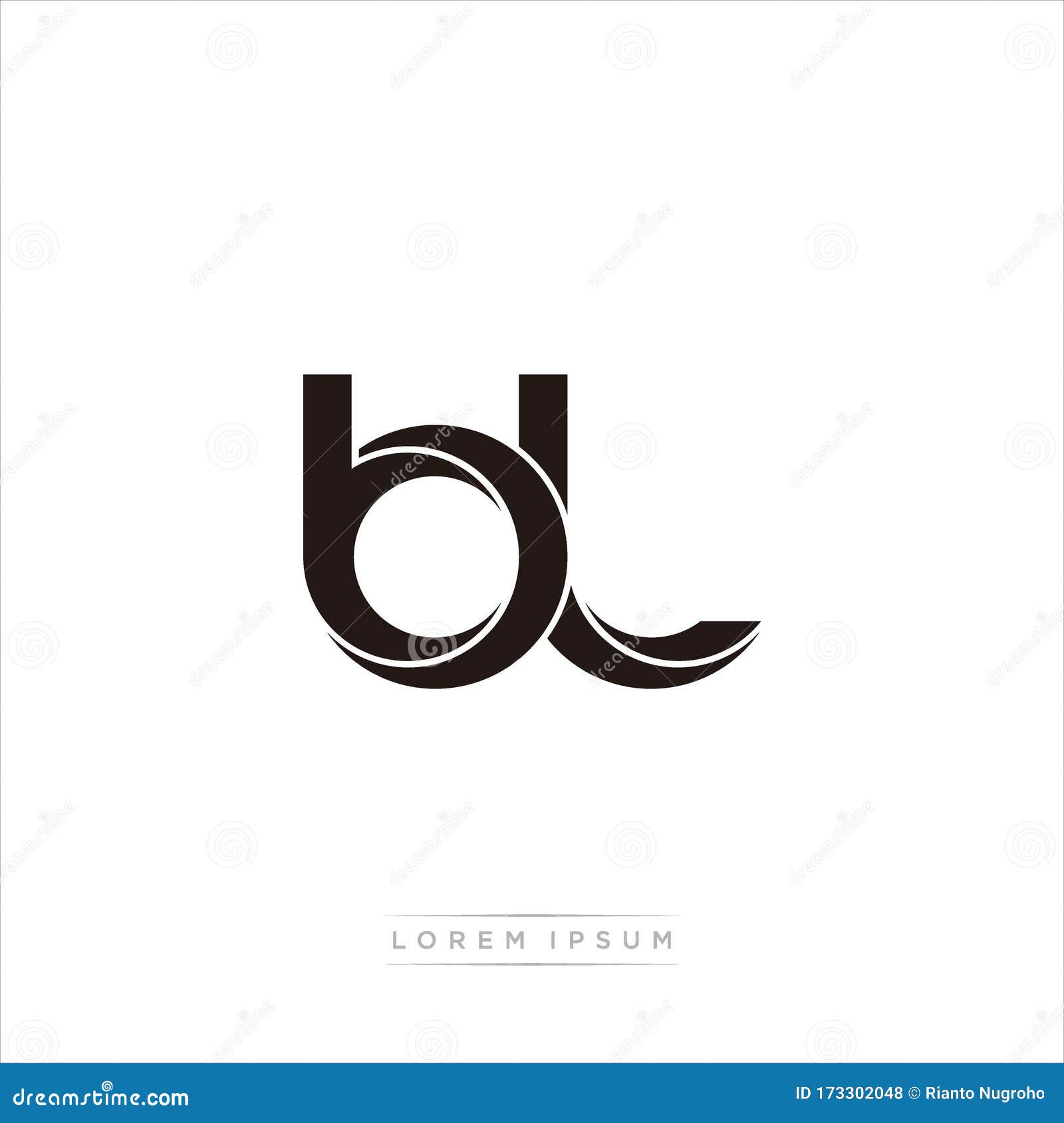 Bl Initial Letter Split Lowercase Modern Monogram Linked Outline ...