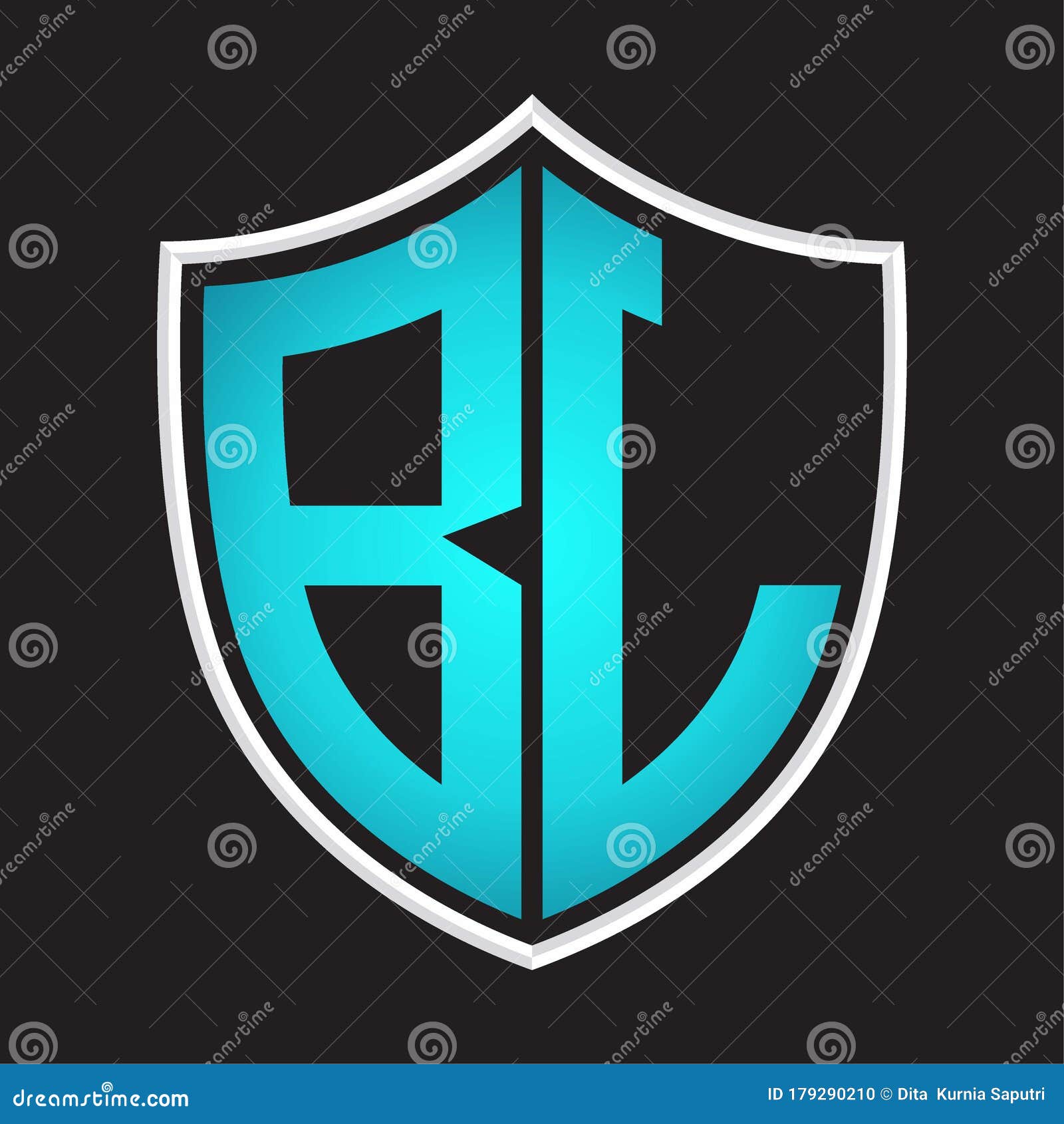 BL Logo Monogram with Shield Shape Isolated Blue Colors on Outline ...