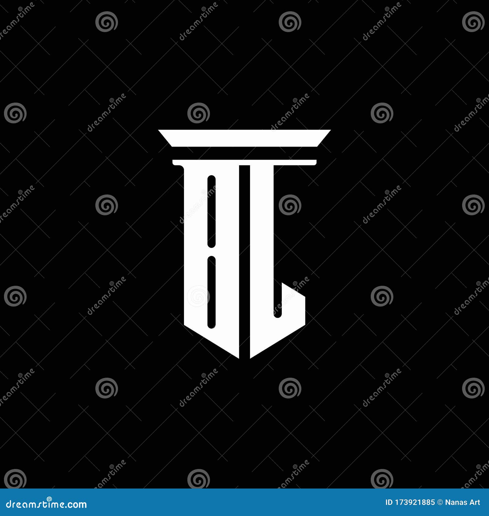 BL Monogram Logo with Emblem Style Isolated on Black Background Stock ...