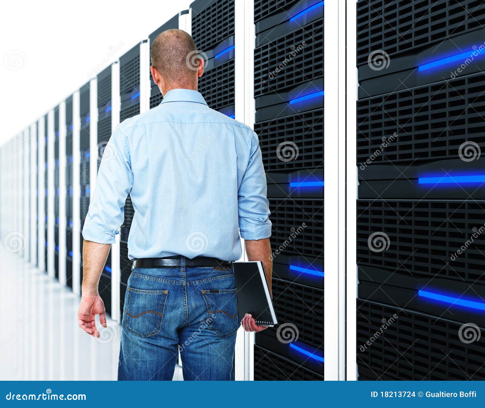 Black 3d server and man stock photo. Image of hardware - 18213724