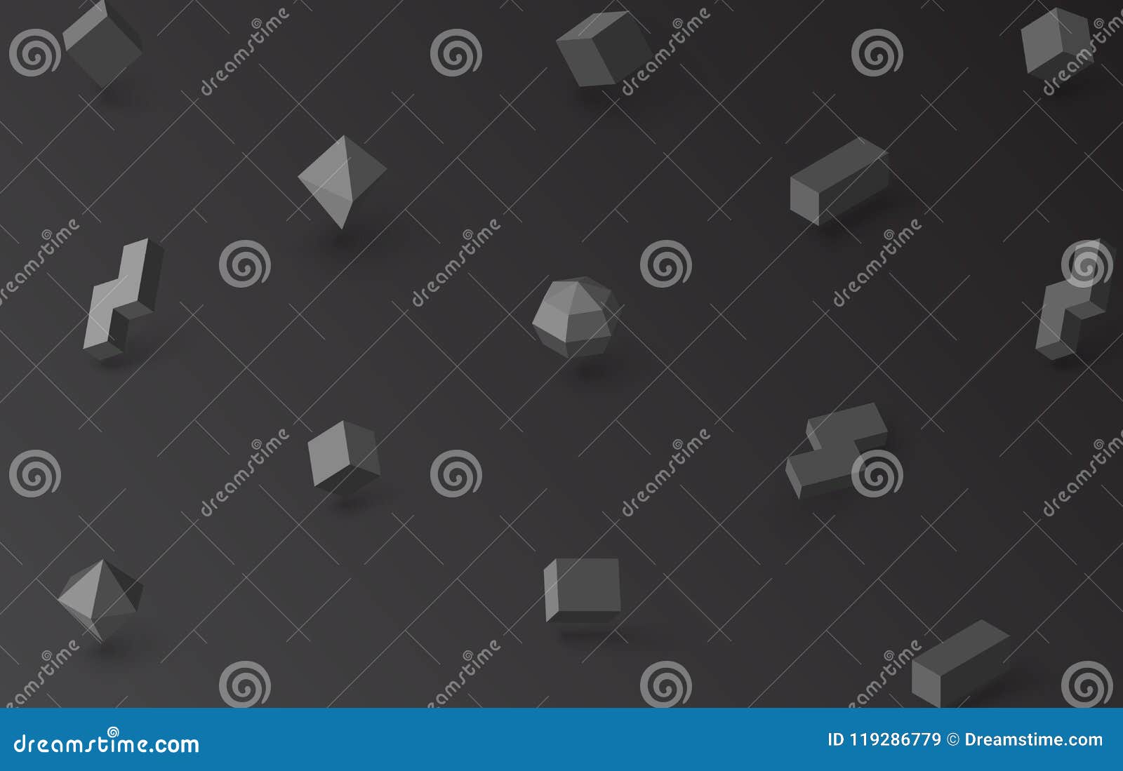 Black Abstract Background with 3d Geometric Figures. Stock Vector ...