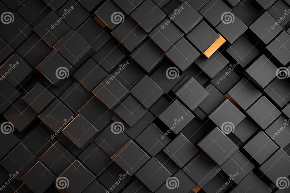 Black Abstract Background with Multiple Cubes Some Illuminated with ...