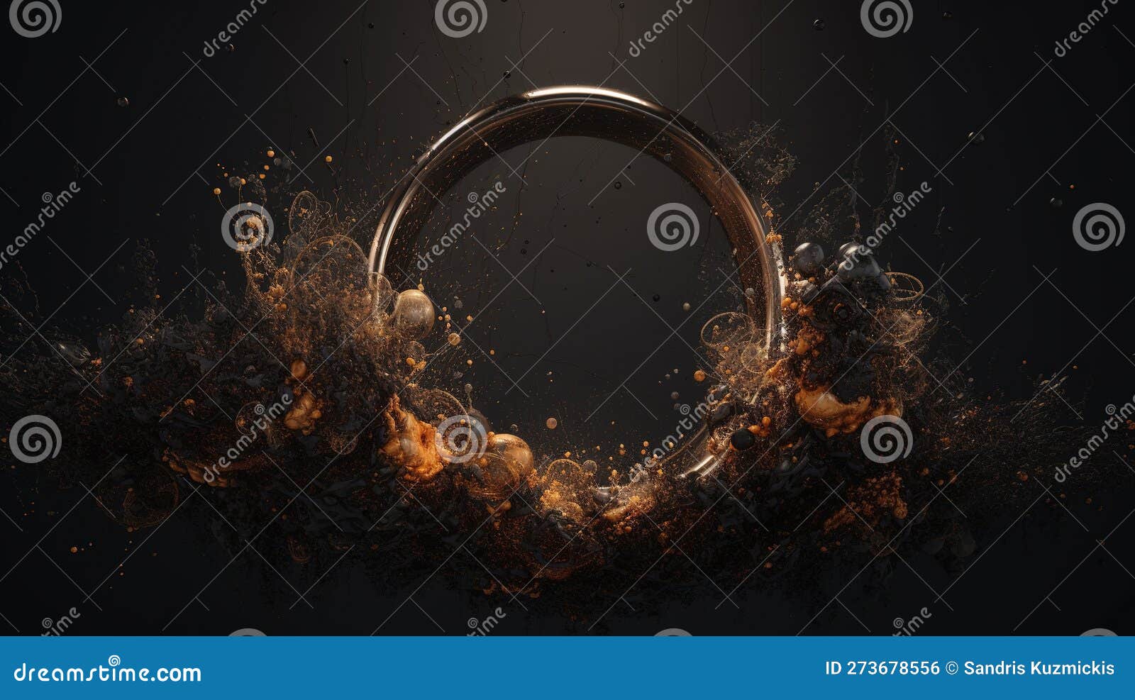 Black, Abstract Circle with Particles. Generative AI Stock Illustration ...