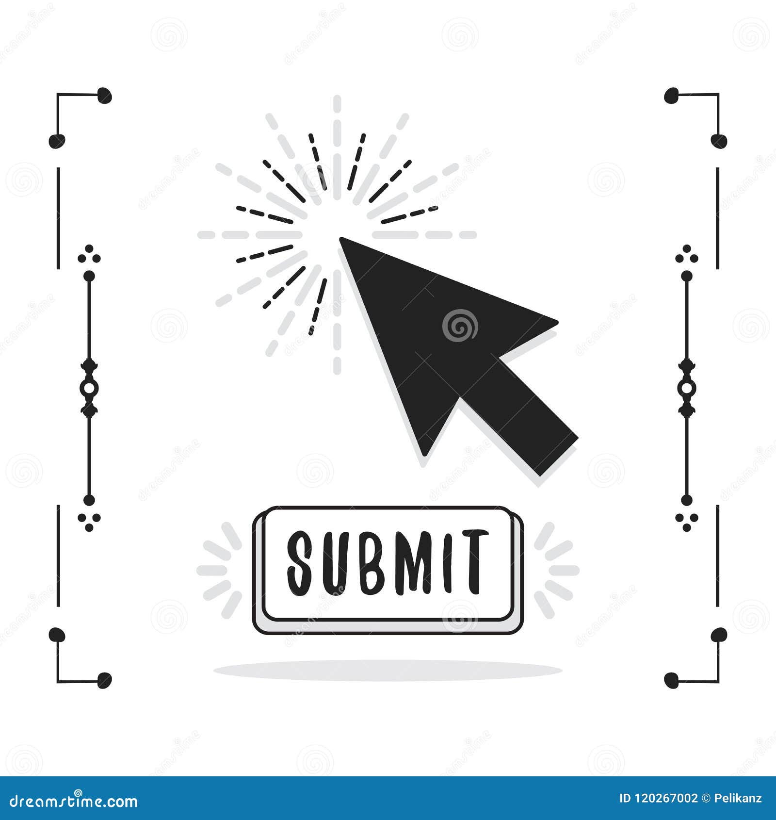 Black Abstract Close Up Click Cursor Pointer And Submit Button Icon