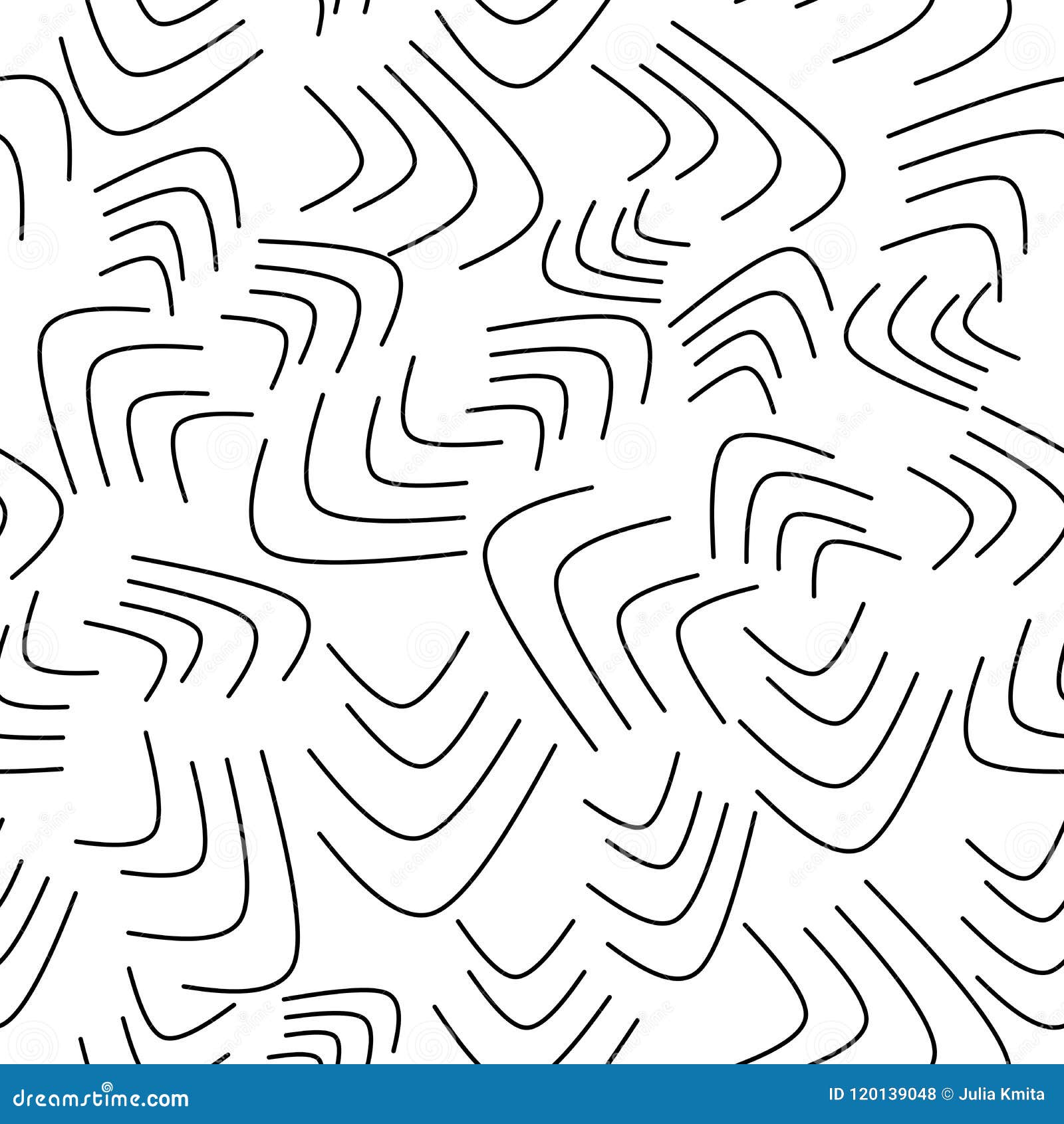 Black Abstract Curves Seamless Pattern Stock Illustration ...