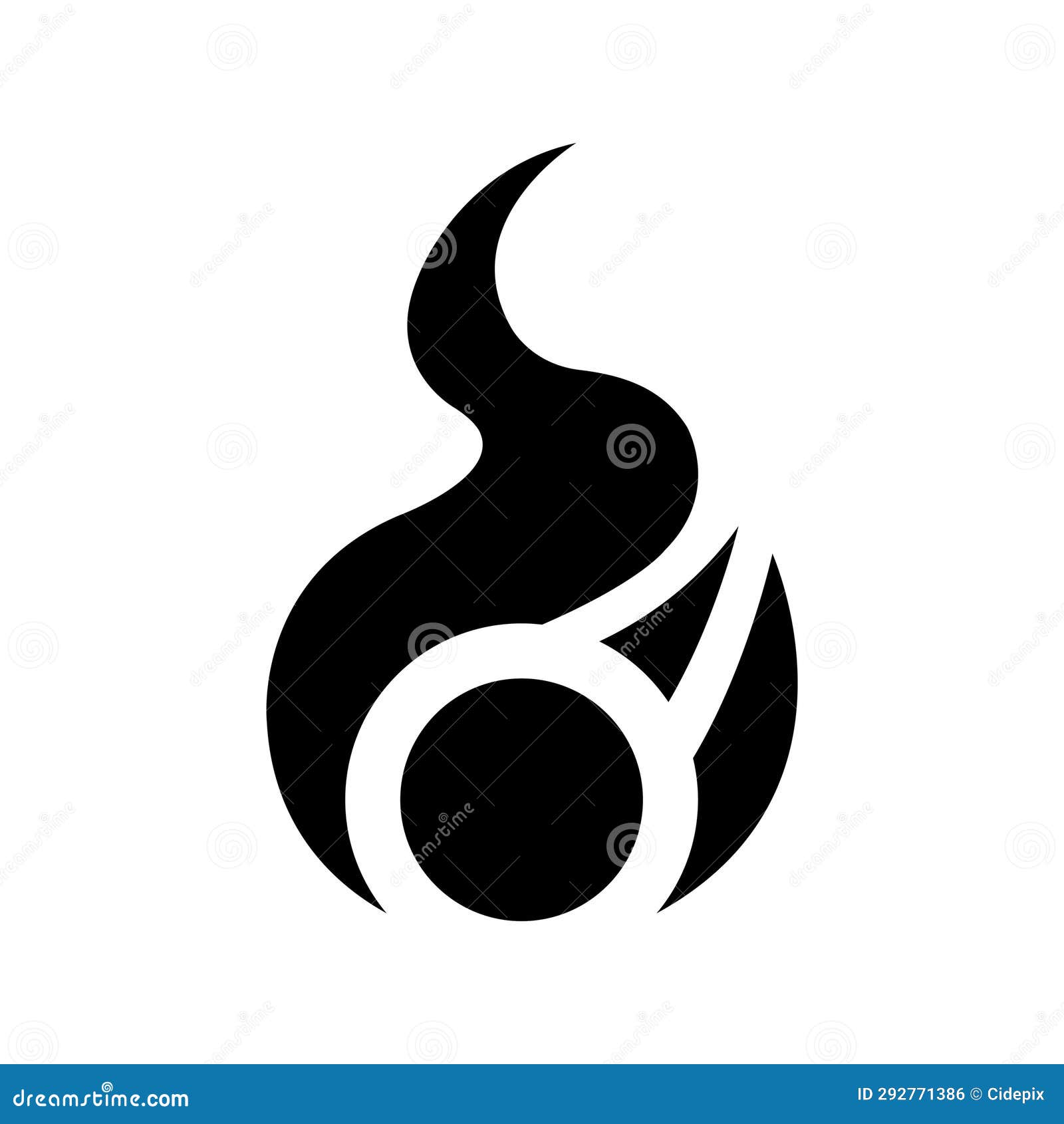 Black Abstract Curvy Fire Shaped Icon Stock Vector - Illustration of ...