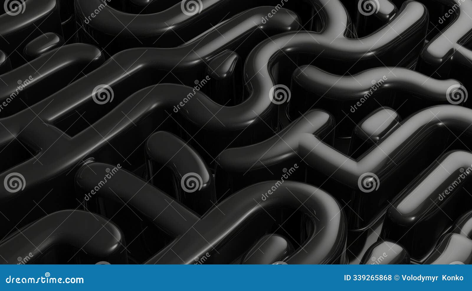 Black Abstract 3d Maze Structure with Glossy Surface, Conceptual Design ...