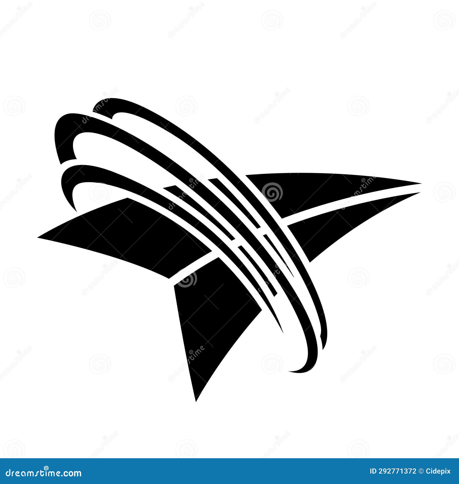 Black Abstract Flying Arrow Icon with Curvy Slashes Stock Vector ...