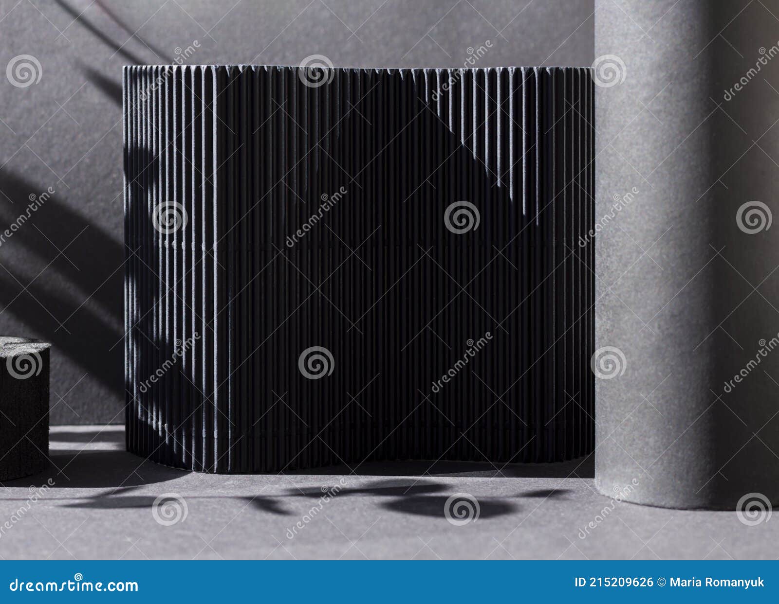 Black Abstract Geometric Shapes with Sun Harsh Shadows Frame. Dark ...