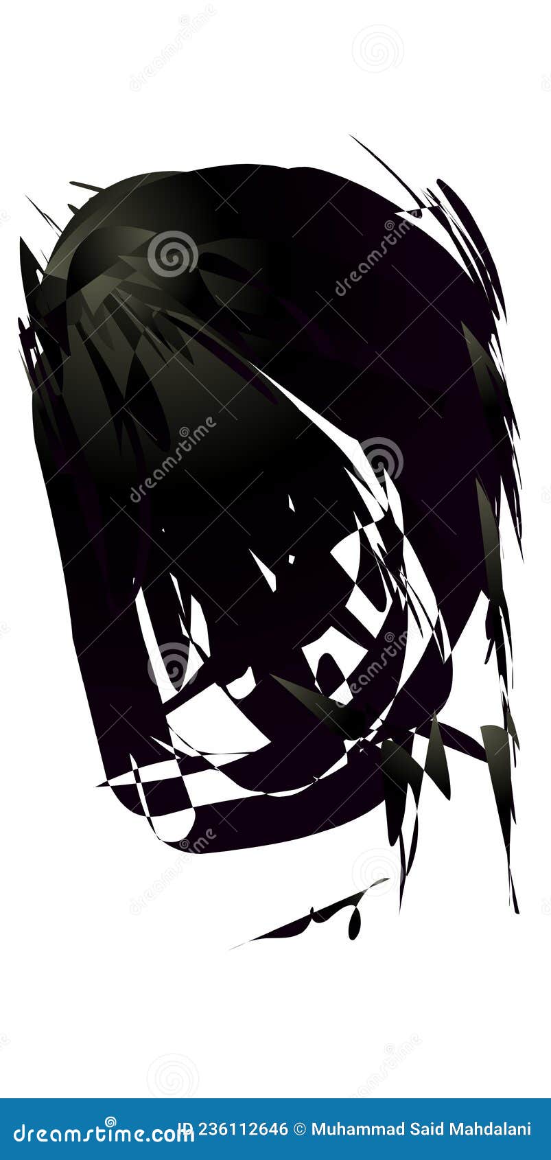 Black Abstract Illustration Shaped Human Face. Stock Illustration ...