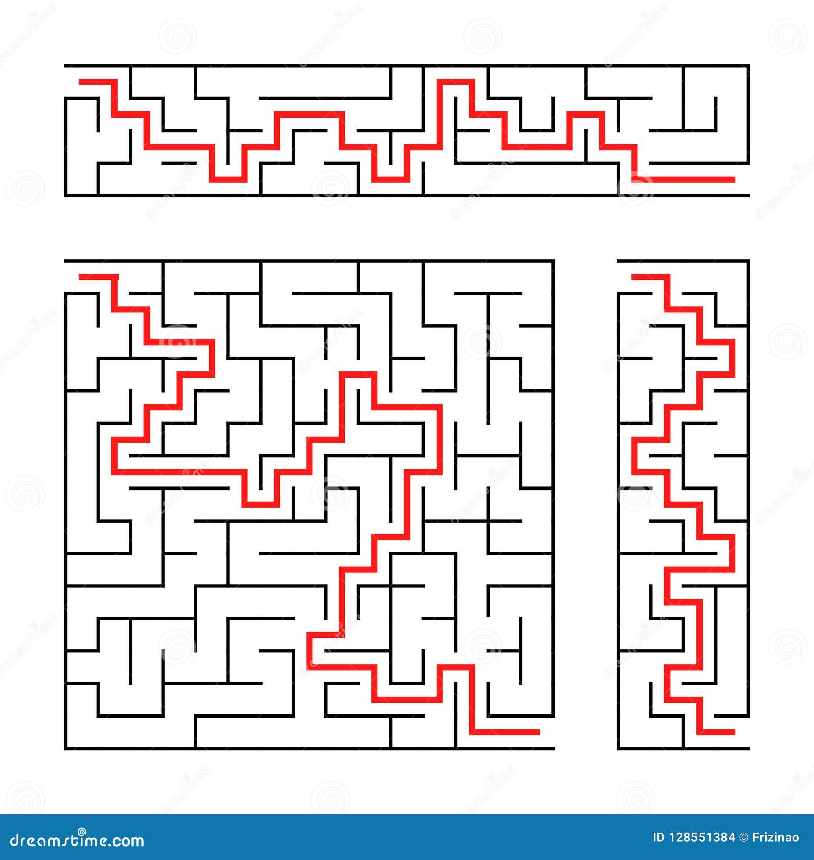 Black Abstract Labyrinth. a Set of Three Puzzles. an Interesting and ...