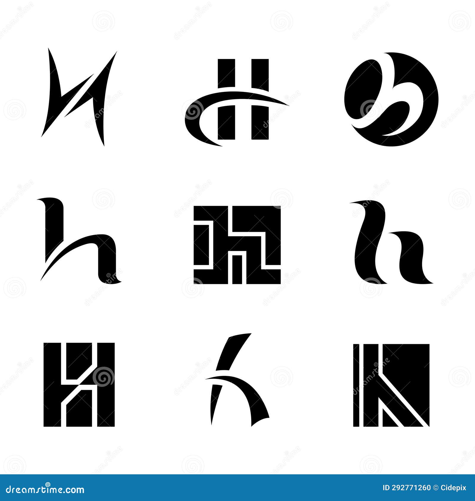 Black Abstract Letter H Icons on a White Background Stock Vector ...
