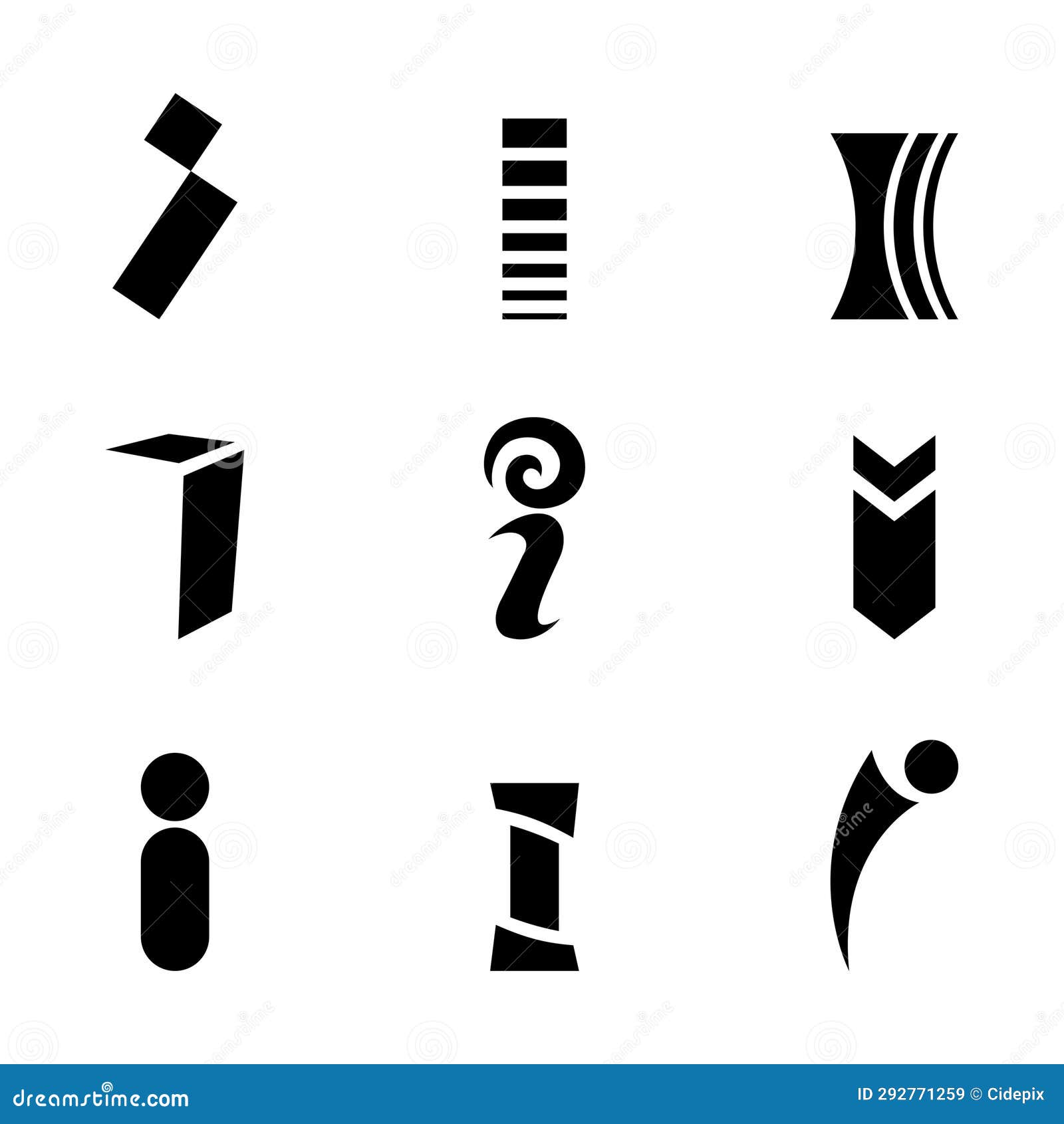 Black Abstract Letter I Icons on a White Background Stock Vector ...