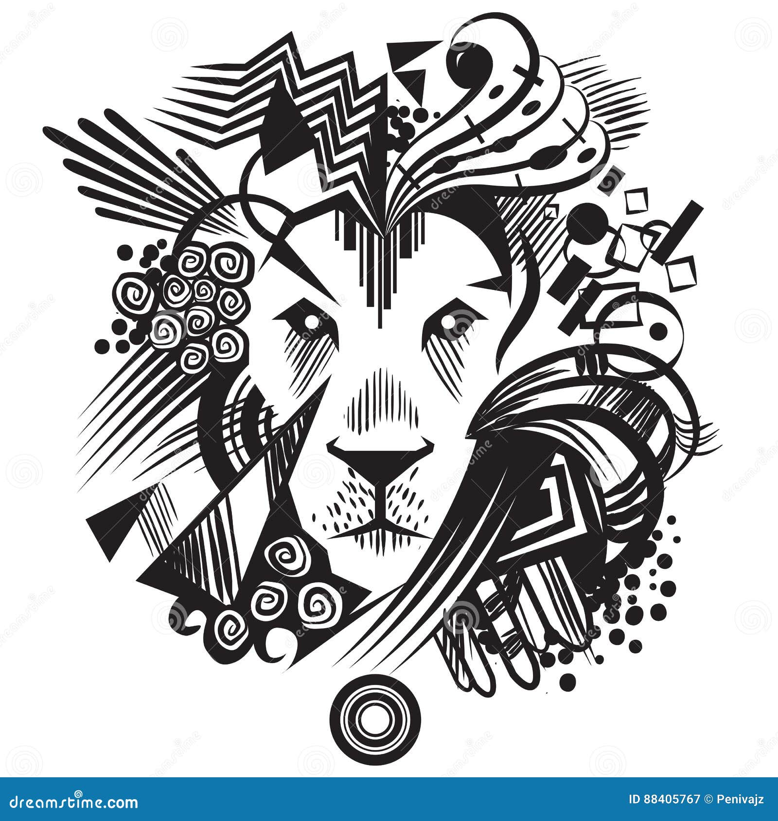 Black Abstract Lion with Geometric Shapes Stock Vector - Illustration ...