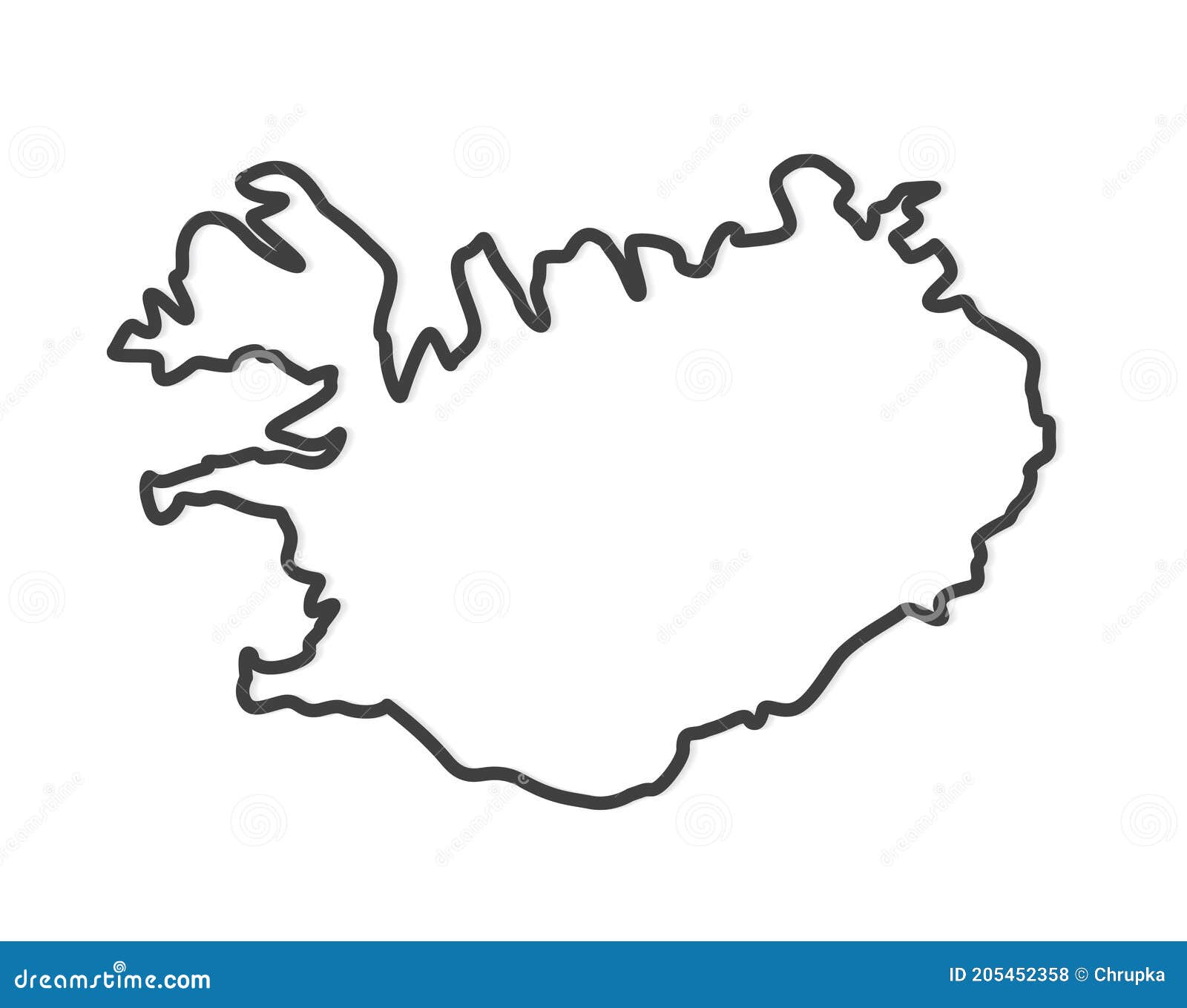 Black Abstract Outline of Iceland Map Stock Vector - Illustration of ...