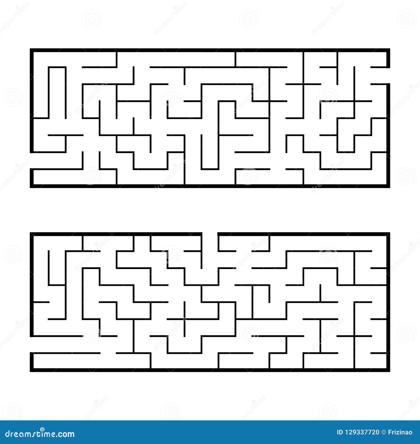 Black Abstract Rectangular Maze. a Set of Two Puzzles. an Interesting ...