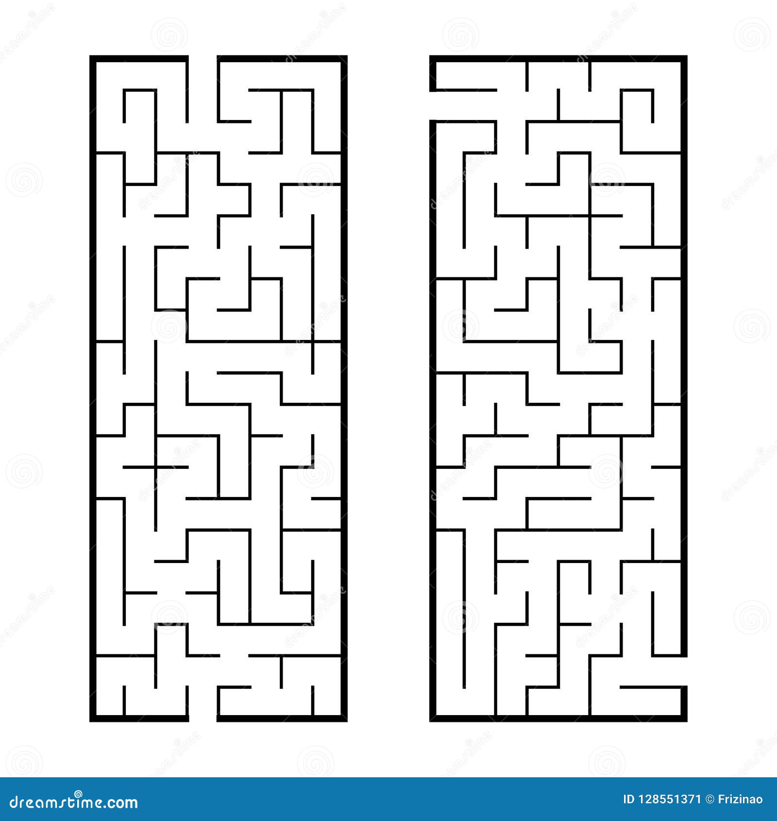 Black Abstract Rectangular Maze. a Set of Two Puzzles. an Interesting ...