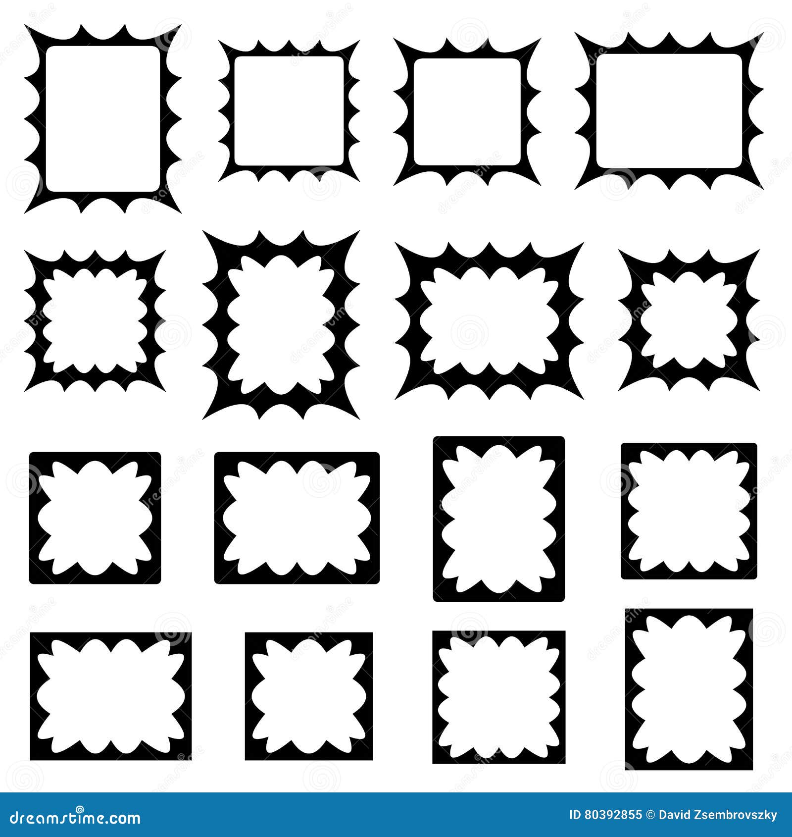 Black Abstract Shape Frame Design Set Stock Vector - Illustration of ...