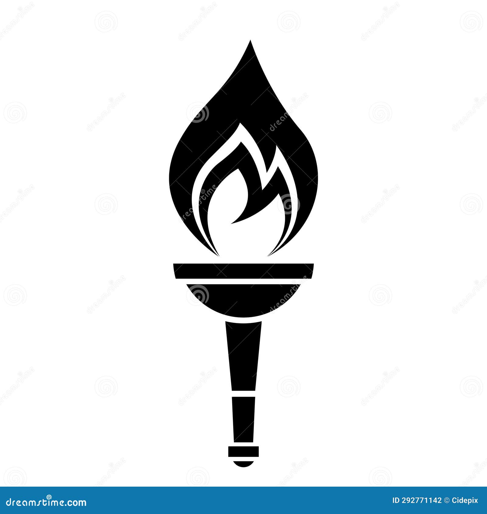 Black Abstract Simplified Torch and Flame Icon Stock Vector ...