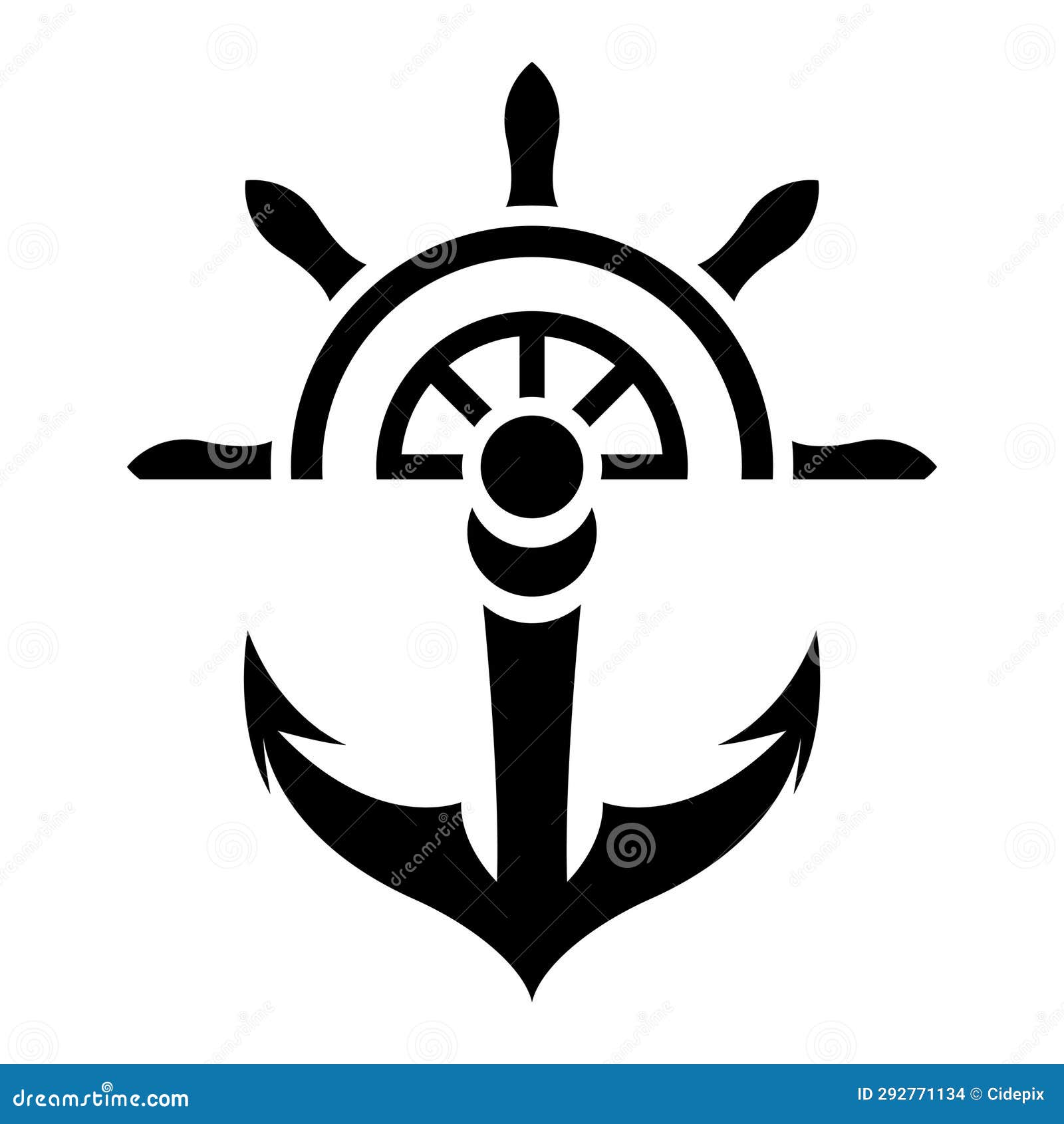 Black Abstract Simplistic Anchor and Wheel Icon Stock Vector ...