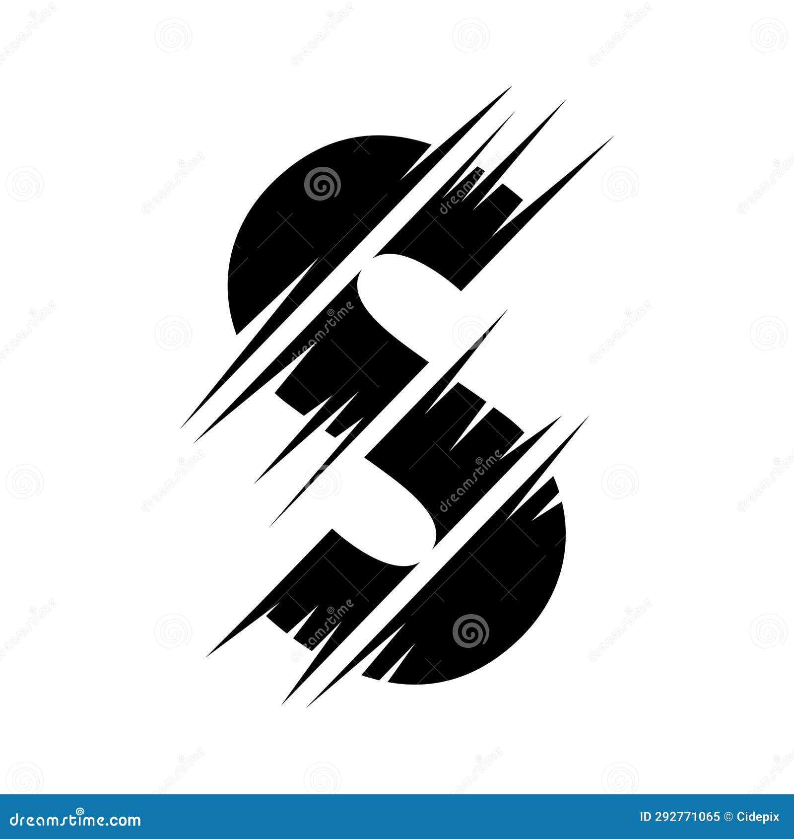 Black Abstract Slashed Split Shaped Letter S Icon Stock Vector ...