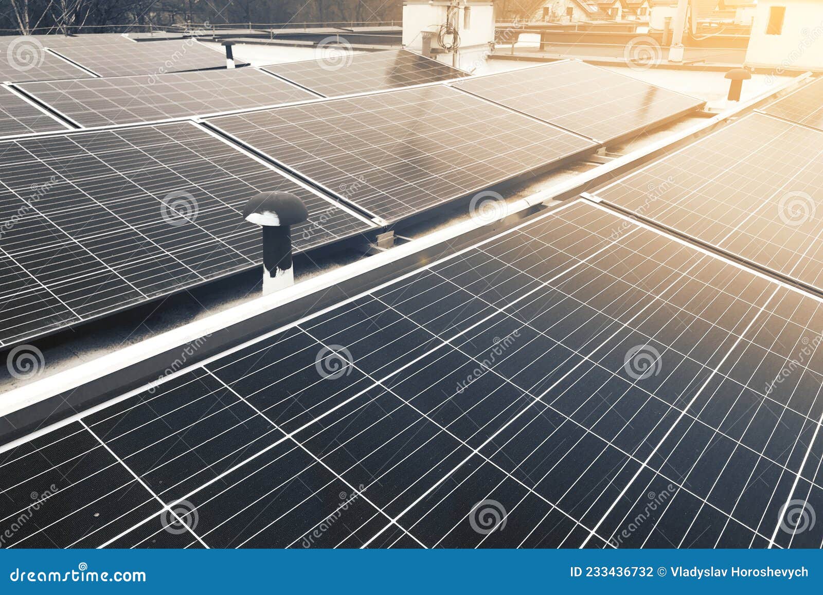 Black Abstract Solar Panels on Roof of the House Stock Photo - Image of ...