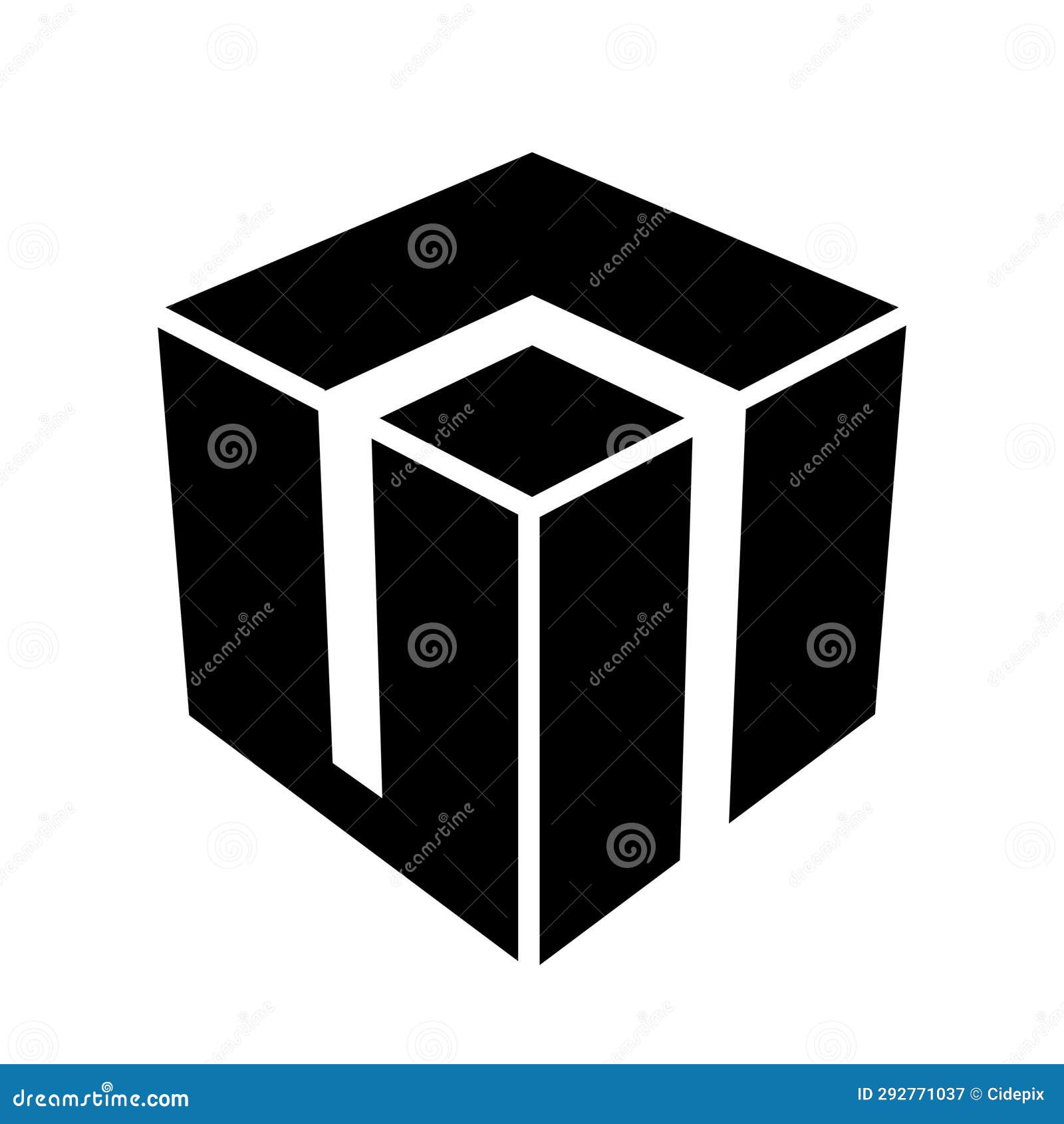 Black Abstract Split Cube Icon Stock Vector - Illustration of geometric, color: 292771037