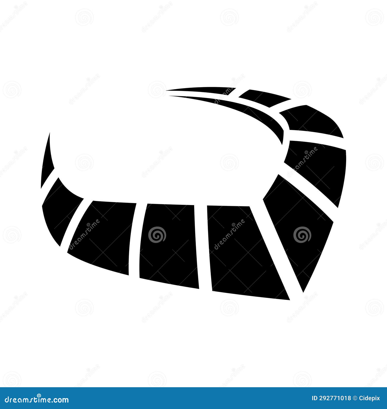 Black Abstract Striped Curvy V Shaped Icon in Perspective Stock Vector ...