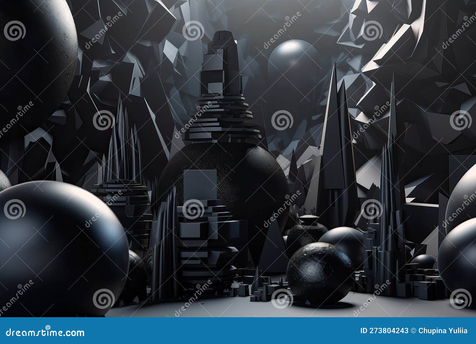 Black Abstract Surreal 3d Shapes. AI Generated Stock Illustration ... Black Abstract Surreal 3d Shapes. AI Generated Stock Illustration ...