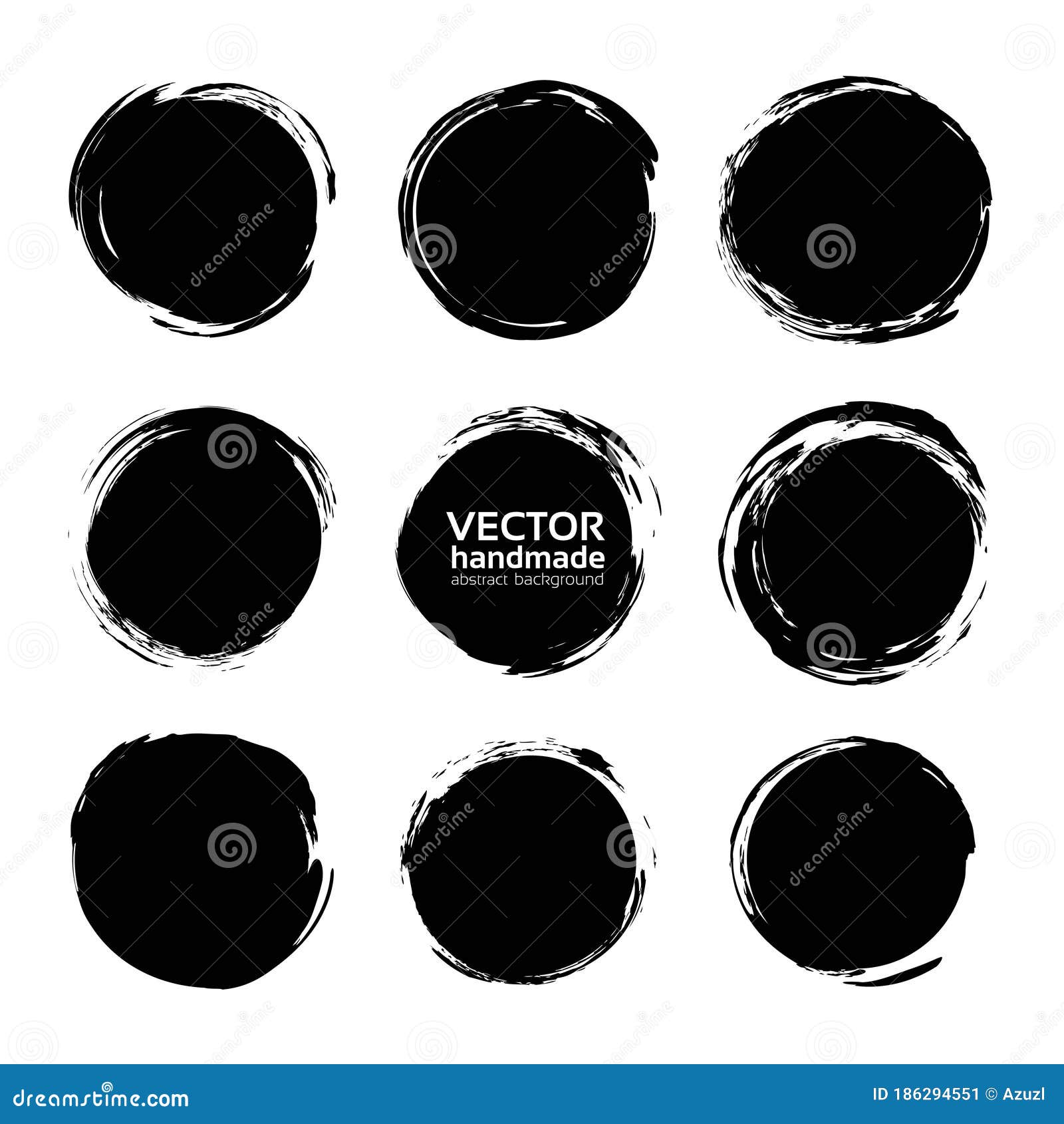 Black Abstract Textured Circle Smears on a White Background Stock ...