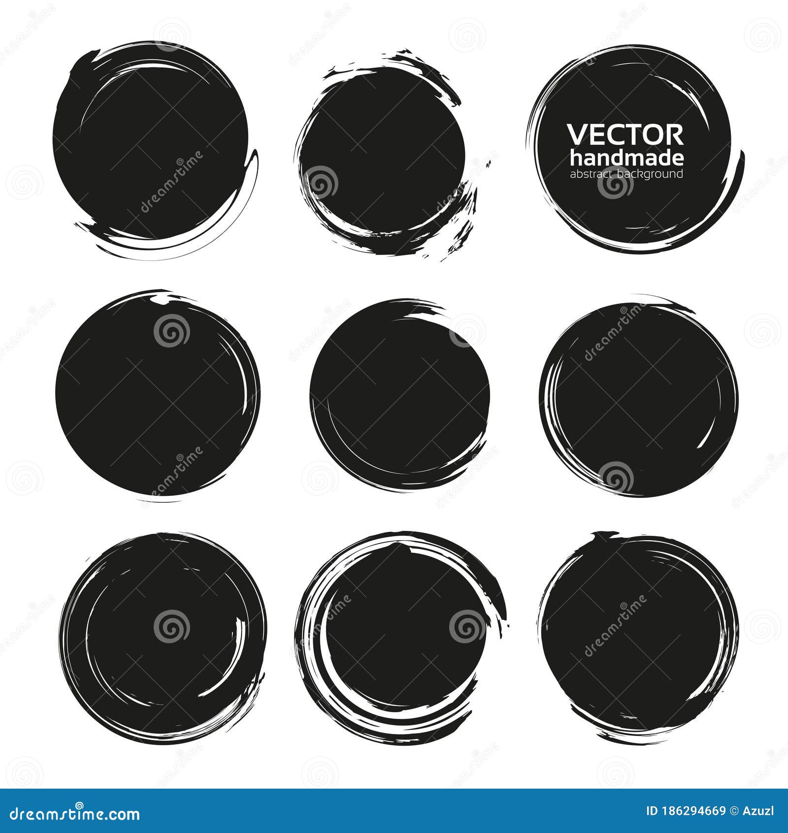 Black Abstract Textured Solid Circle Smears on a White Background Stock ...