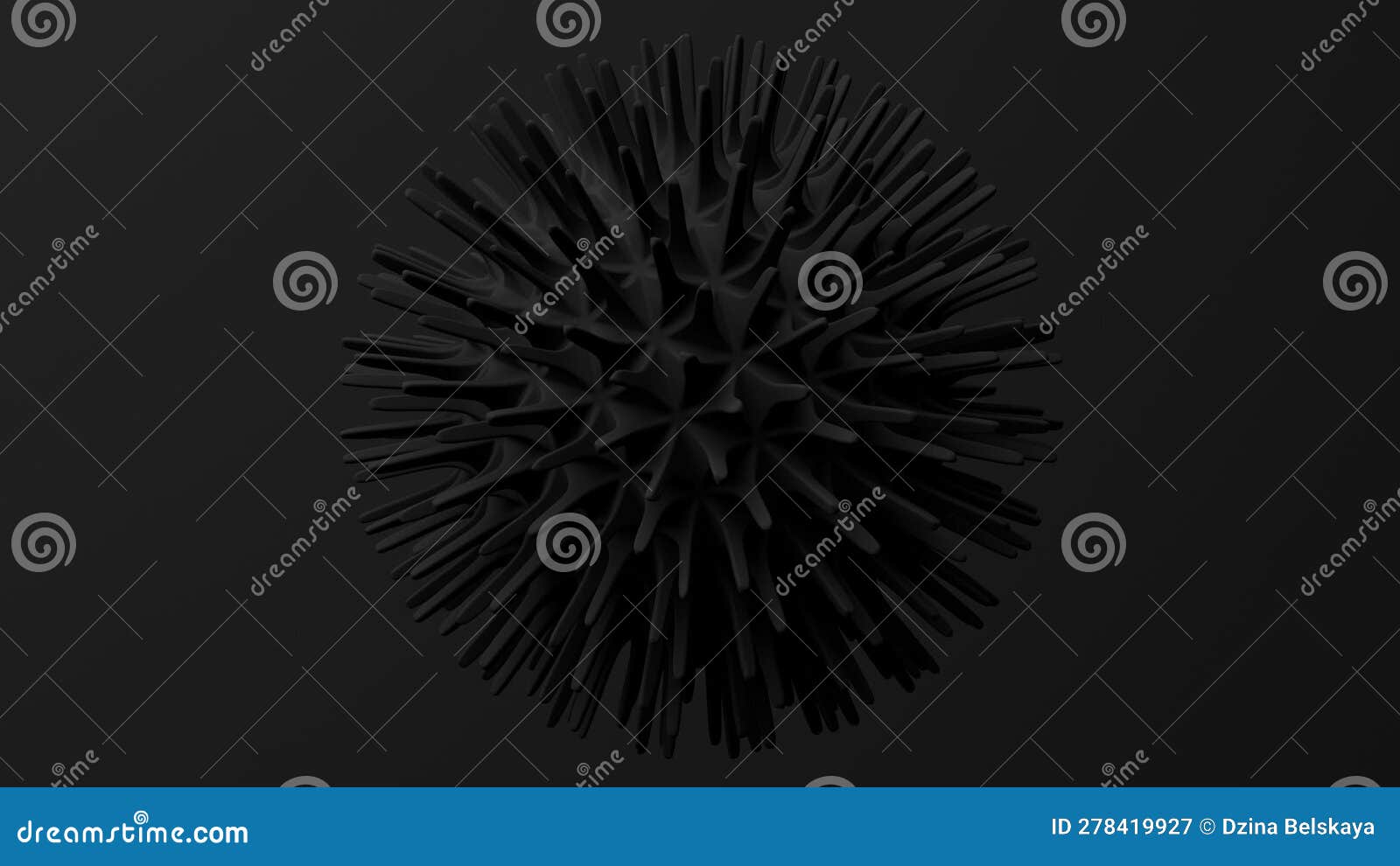 Black Abstract Textured Sphere. Black Background. Monochrome Animation ...