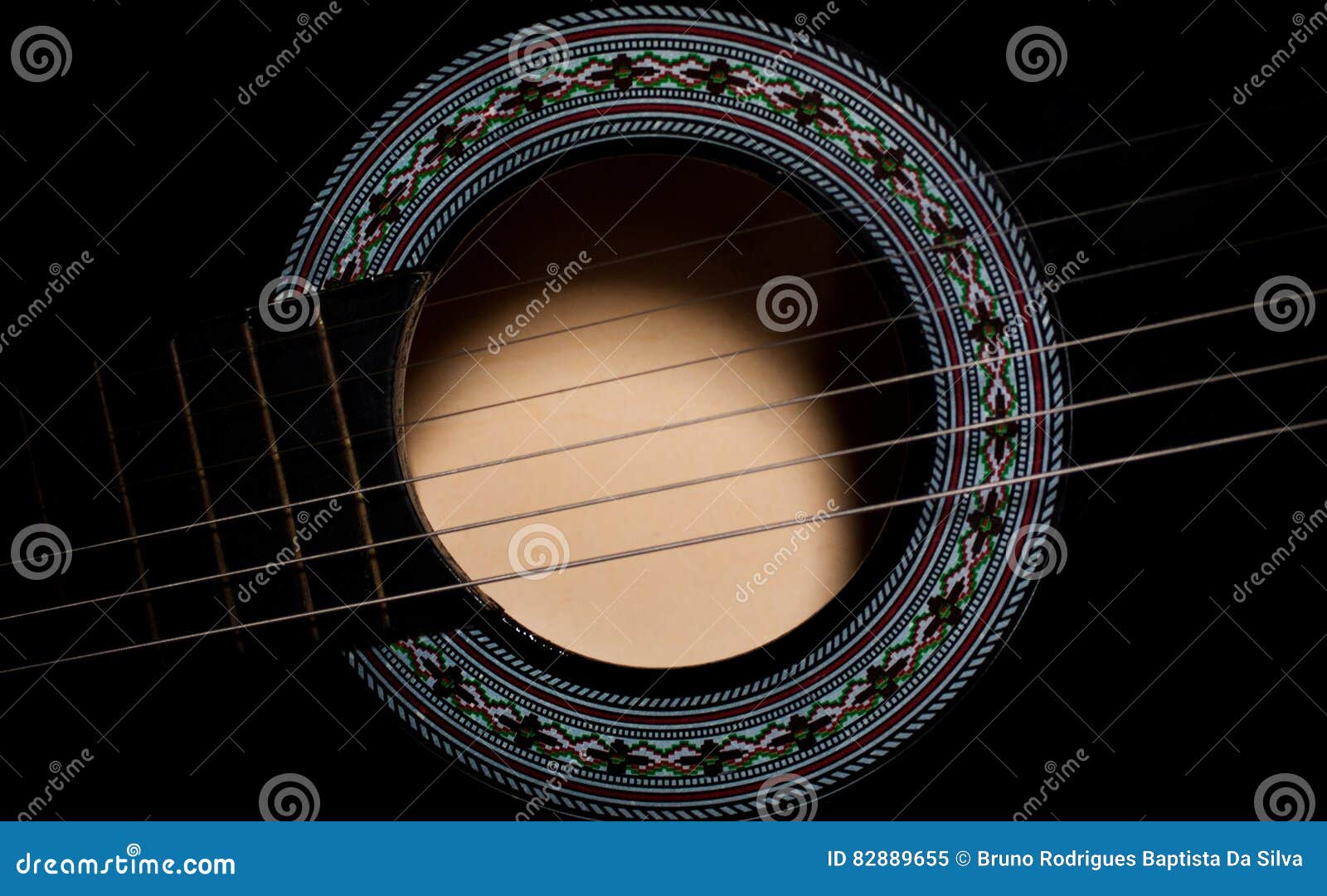 Black Acoustic Guitar Soundhole Closeup Stock Image - Image of curve ...