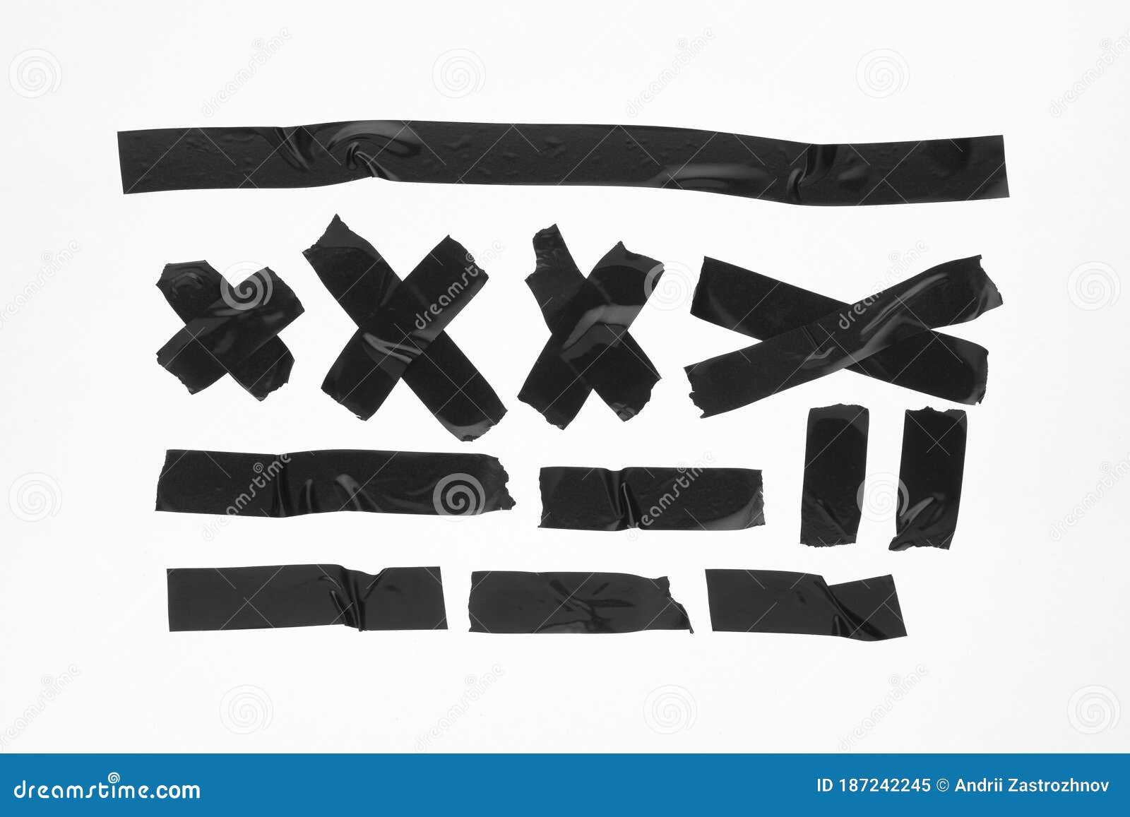Black Adhesive Torn Tape Set Isolated On White Background Stock Photo ...