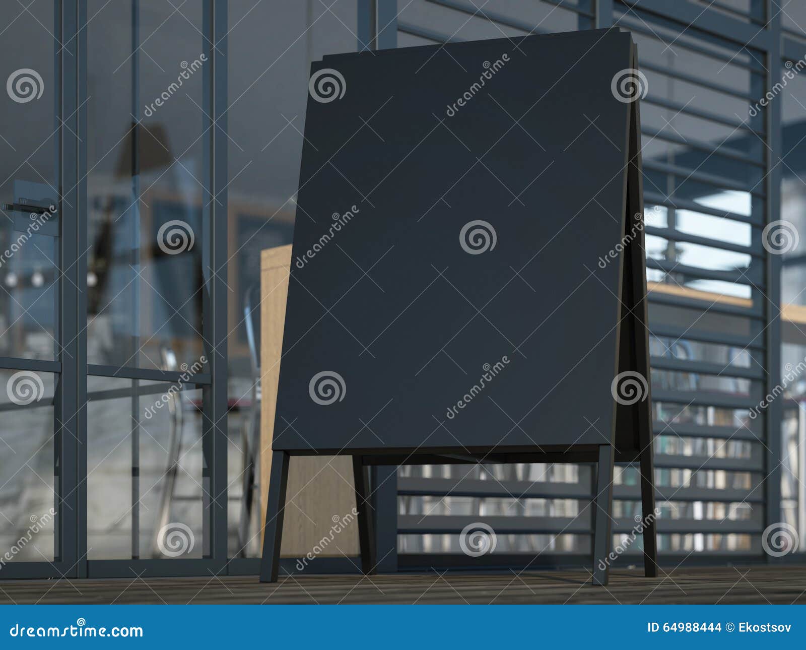 Black Advertising Stand Near Cafe. 3d Rendering Stock Photo - Image of ...
