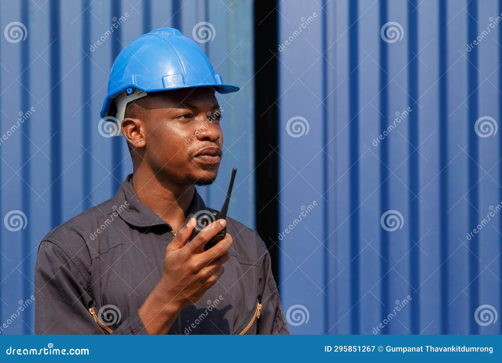 Black African Amarican Man Worker Working Control Loading Freight ...