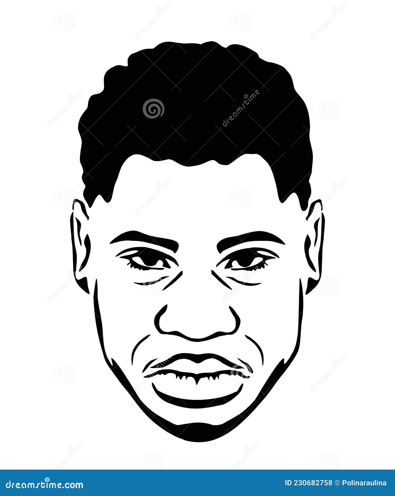 Black African American Afro Man Silhouette Stock Vector Illustration