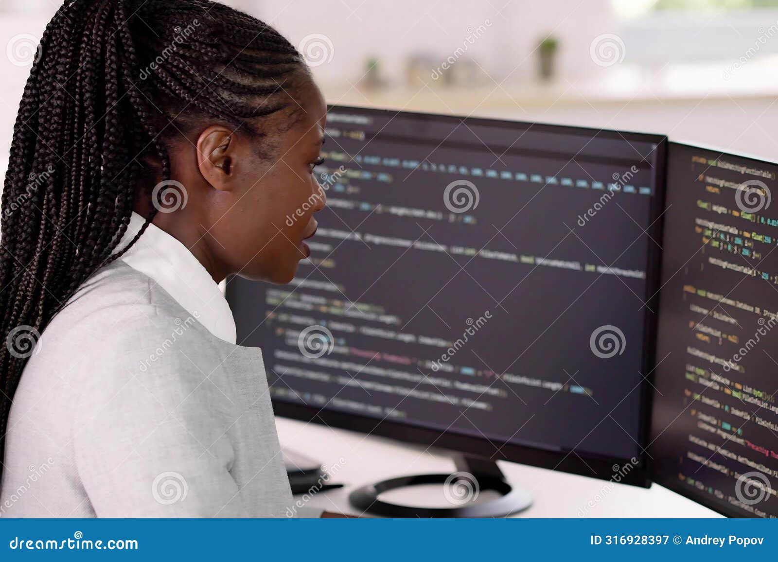 Black African Coder Develops Complex Web Computing Stock Image - Image ...
