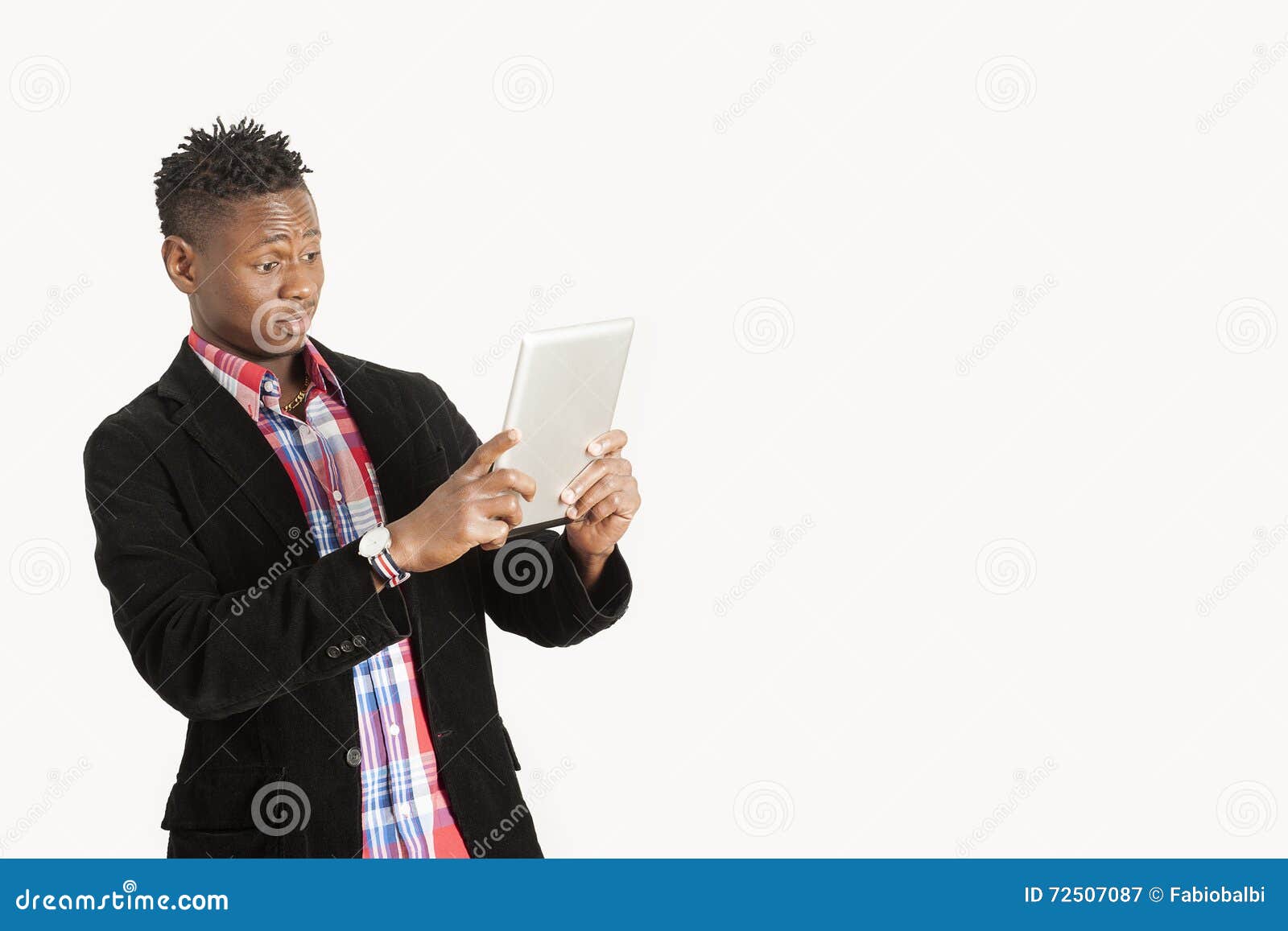 Black African with Tablet stock image. Image of black - 72507087