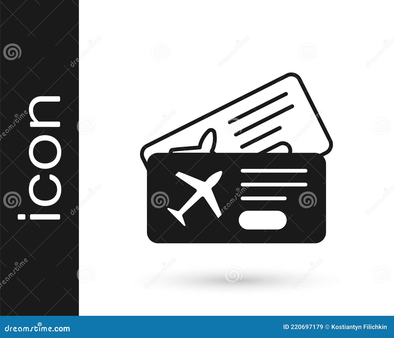 Black Airline Ticket Icon Isolated On White Background. Plane Ticket ...
