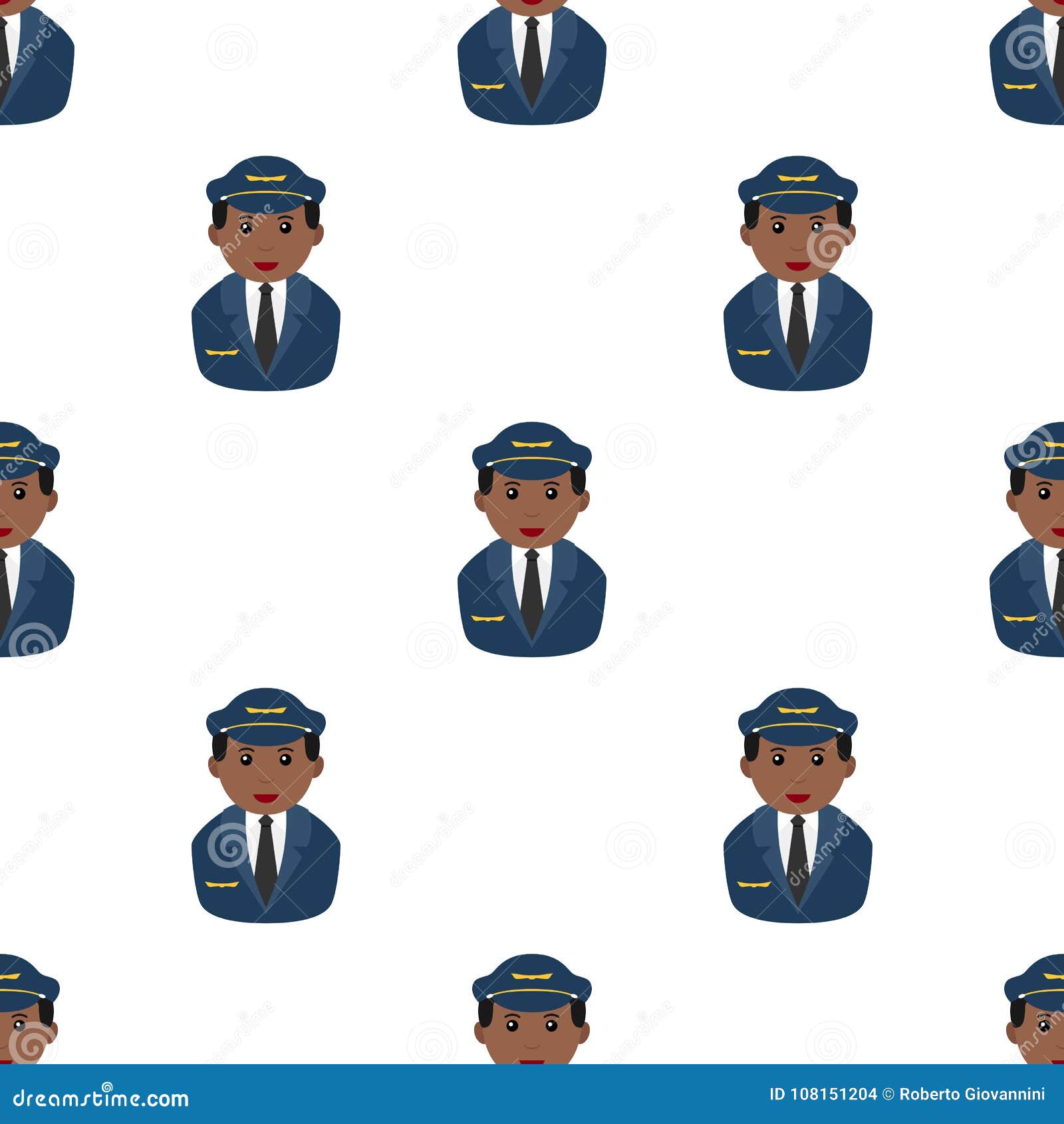 Black Airplane Pilot Icon Seamless Pattern Stock Vector - Illustration ...