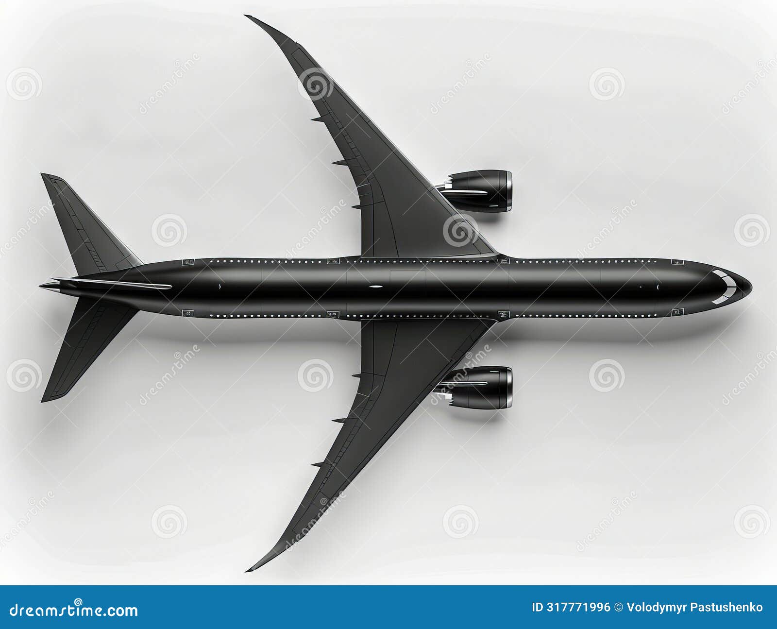 A Black Airplane is Shown in an Aerial View Stock Photo - Image of ...