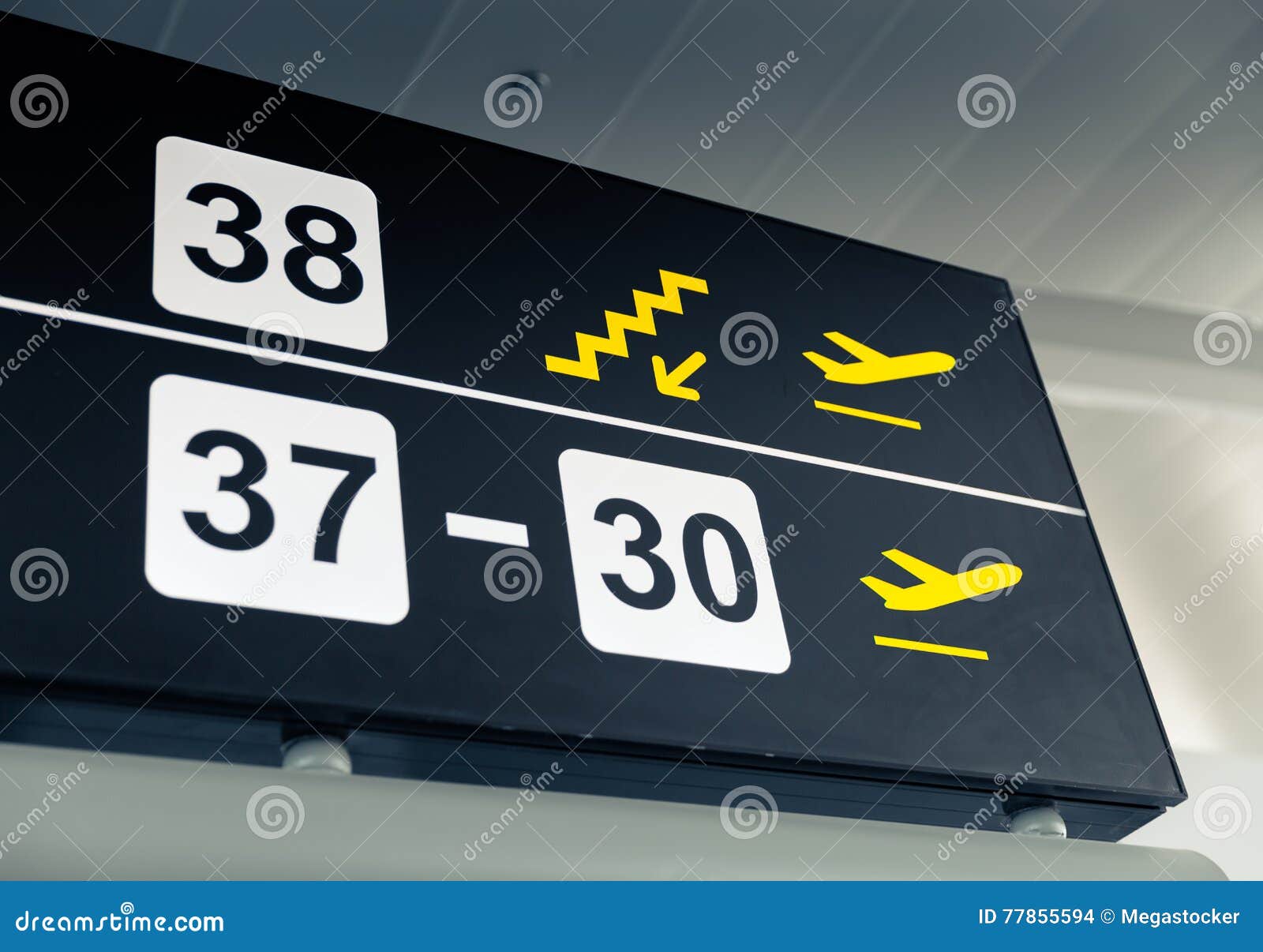 Black Airport Pointers - Gate Direction Stock Photo - Image of ...
