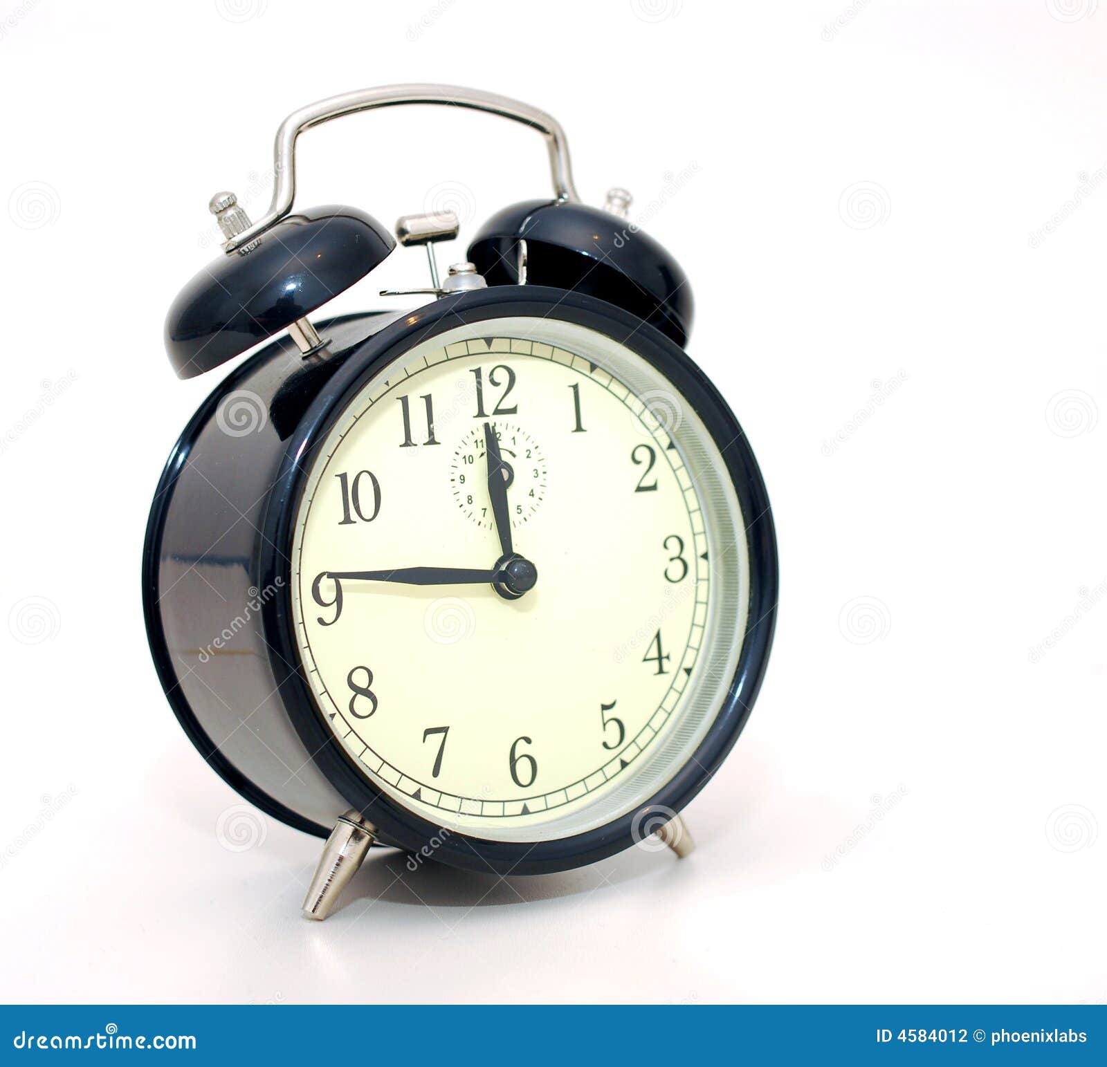 Black alarm clock stock photo. Image of mechanism, hour - 4584012