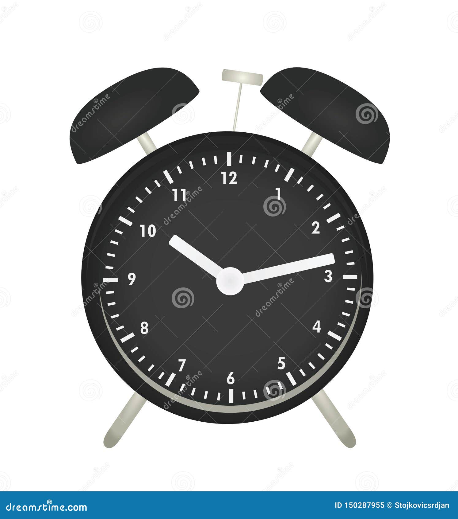 Black alarm clock stock vector. Illustration of morning - 150287955