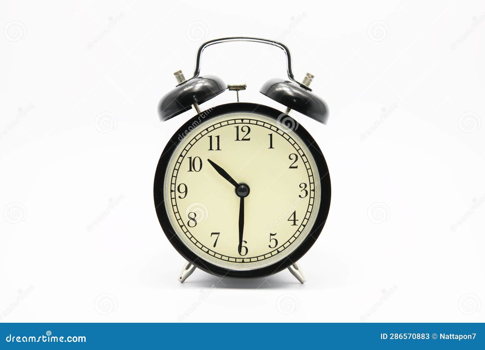 Black Alarm Clock Isolated on White Stock Image - Image of watch, strap ...